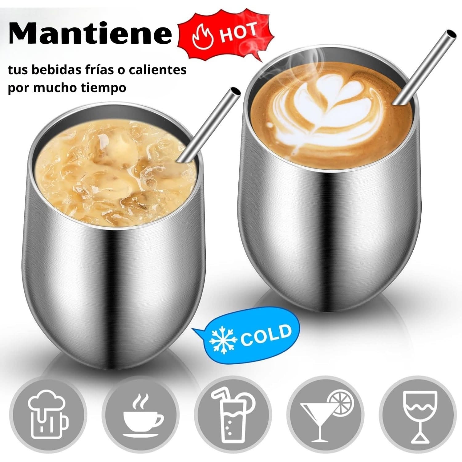 Mug Vaso Térmico para Café 350ml Plateado – Tienda PENTHA