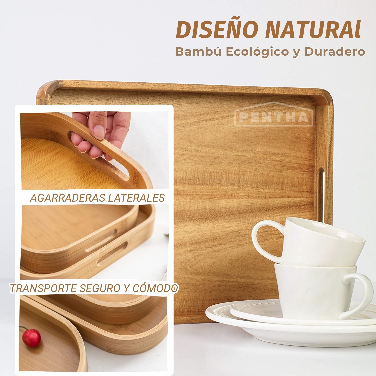 Set de Bandeja de Bambú con Agarradera X3 – Tienda PENTHA